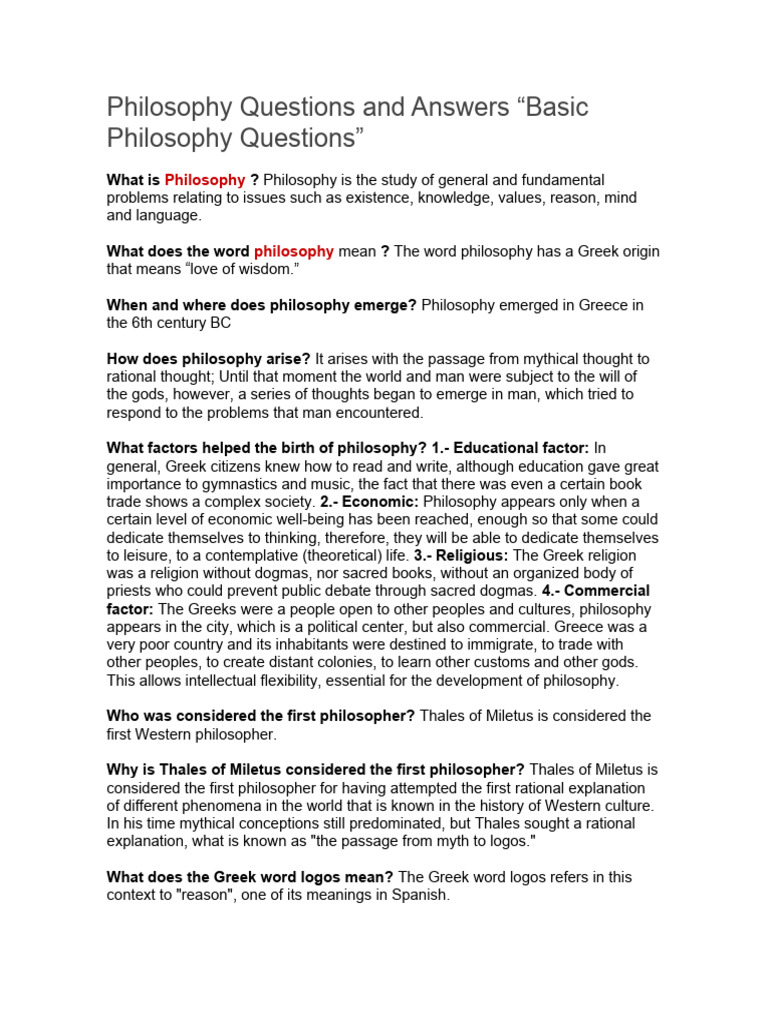 Philosophy Questions and Answers | PDF | Rationalism | Reason