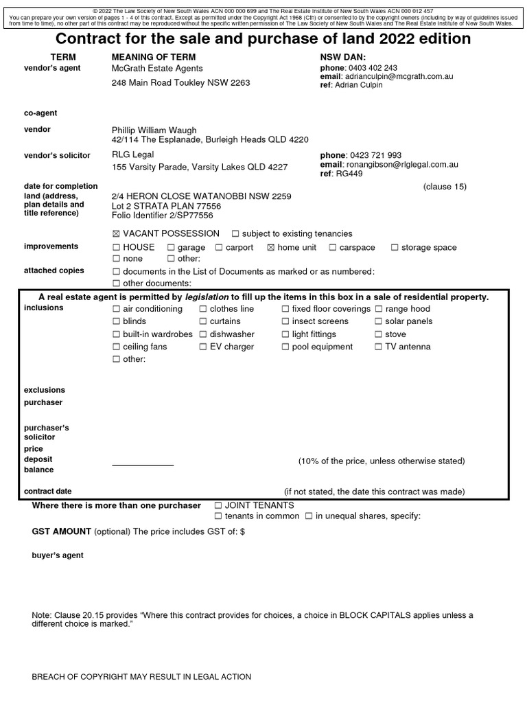 Sales Contract | PDF | Conveyancing | Payments