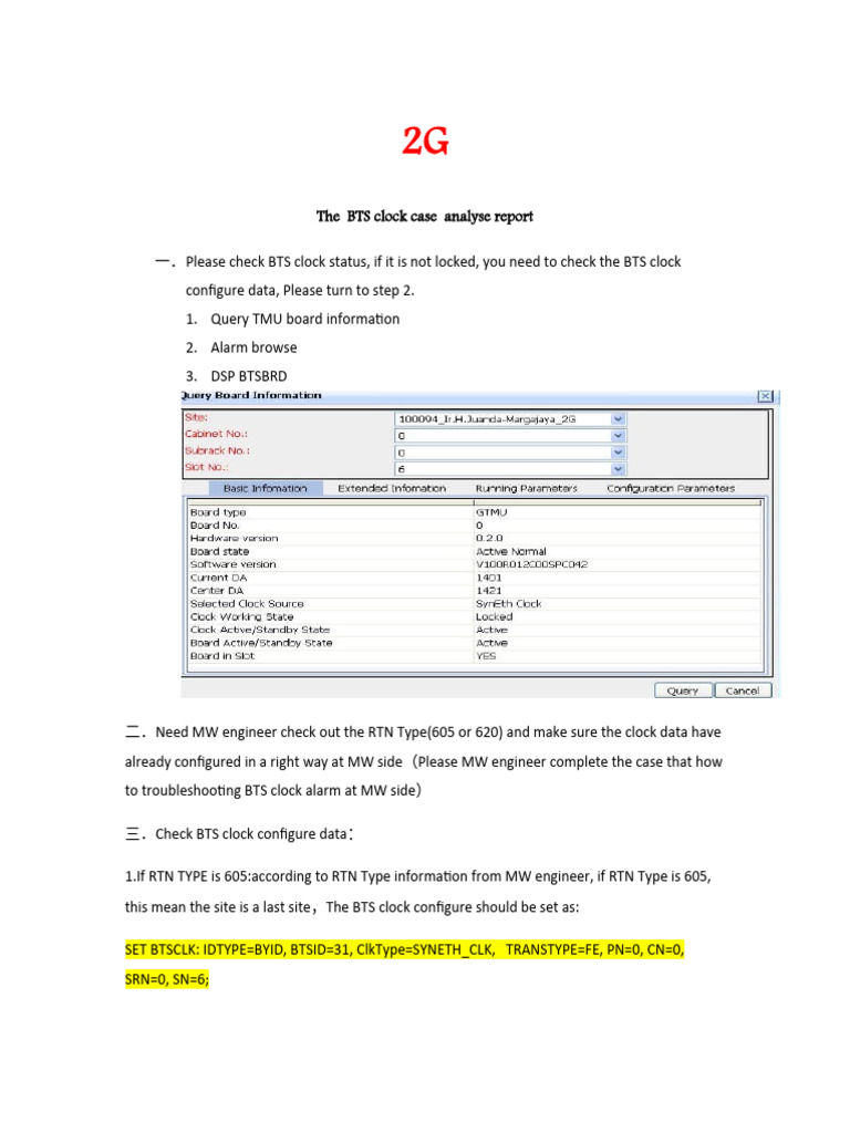 2G BTS-External ClockSetting | PDF | Computing | Computer Engineering