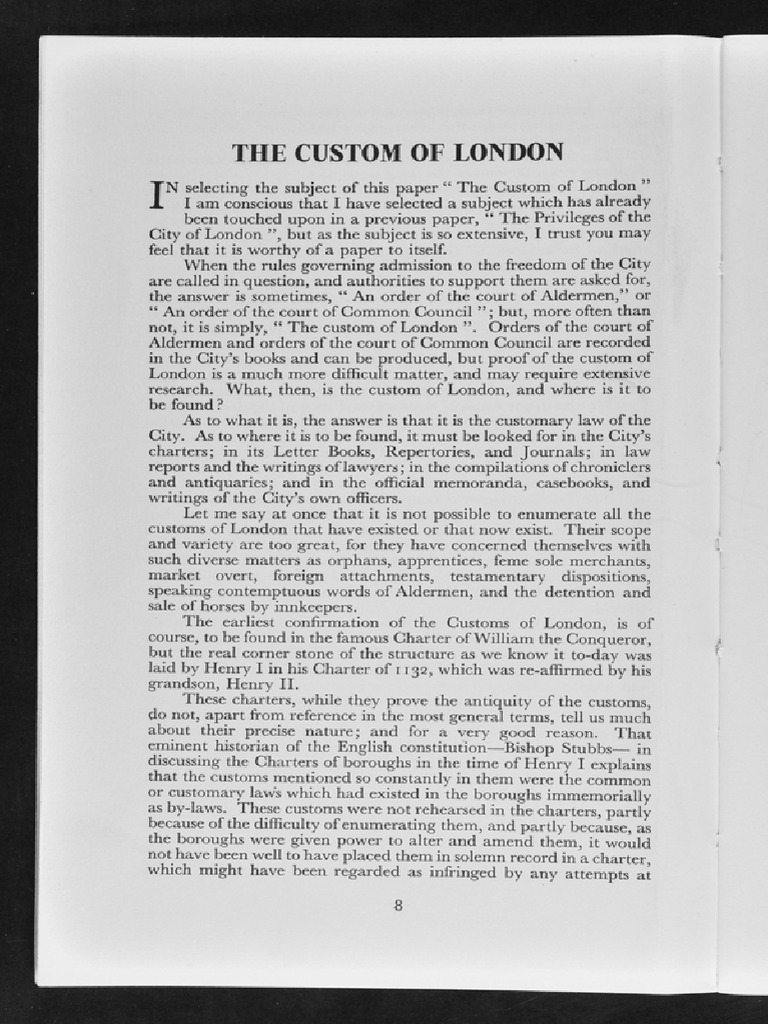 The Custom of London | PDF