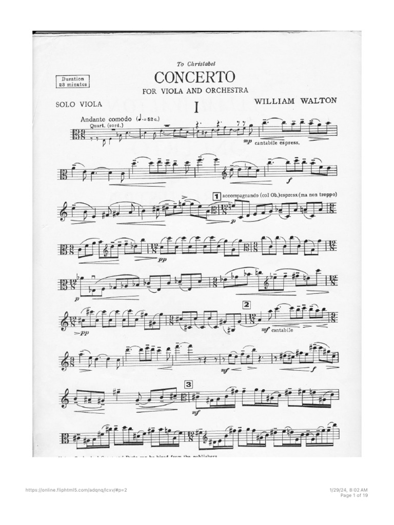 Walton Viola Concerto | PDF | Concerto | Compositions