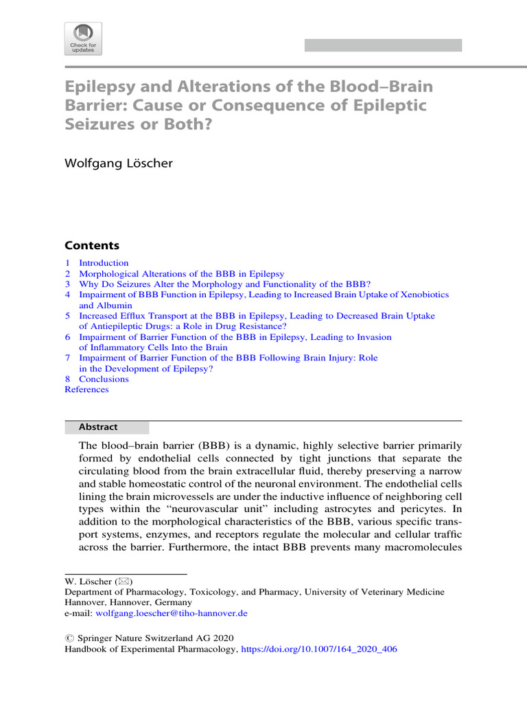 Epilepsy and Alterations of The Blood - Brain Barrier: Cause or Consequence of Epileptic ...