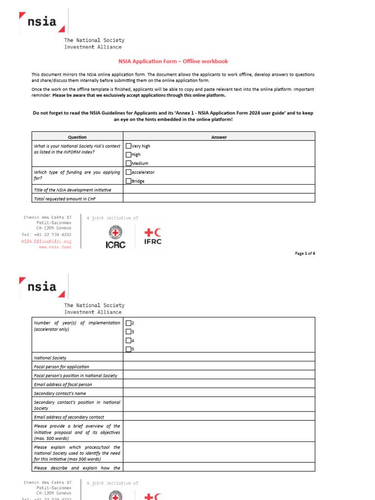 NSIA Application Form - Offline Workbook | PDF | Risk | Online And Offline