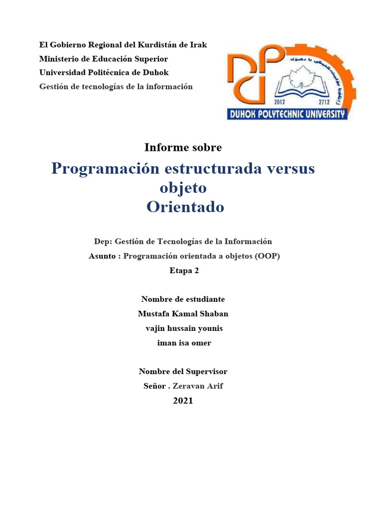 Programación Estructurada Versus Orientada A Objetos | PDF | Objeto ...