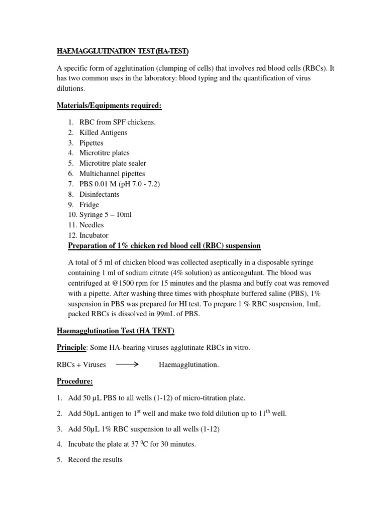 HA Test | PDF | Medical Specialties | Immunology