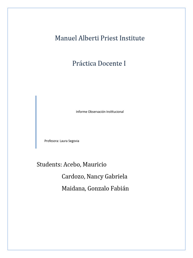 Teaching Practice Report I | PDF | Pedagogy | Institution