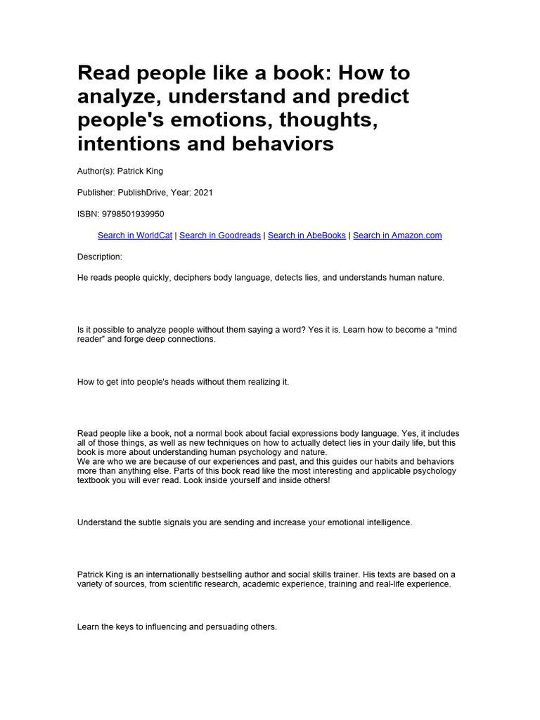 Read People Like A Book | PDF