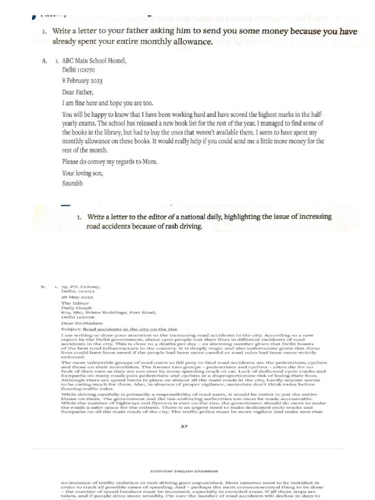 STD 6 English Language Notes For Letter Writing Informal and Formal | PDF