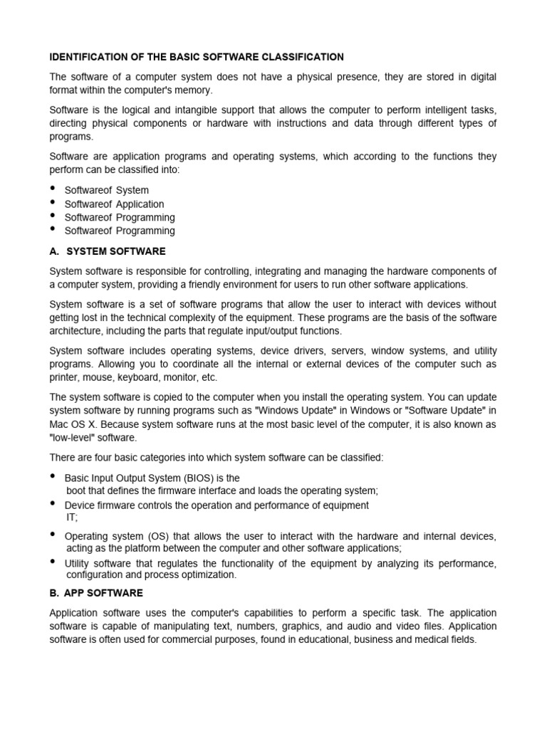Identification of Basic Software Classification | Download Free PDF ...