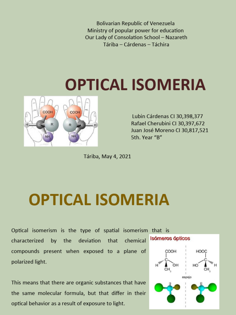 Chemical Optical Isomeria | PDF | Chirality (Chemistry) | Isomer