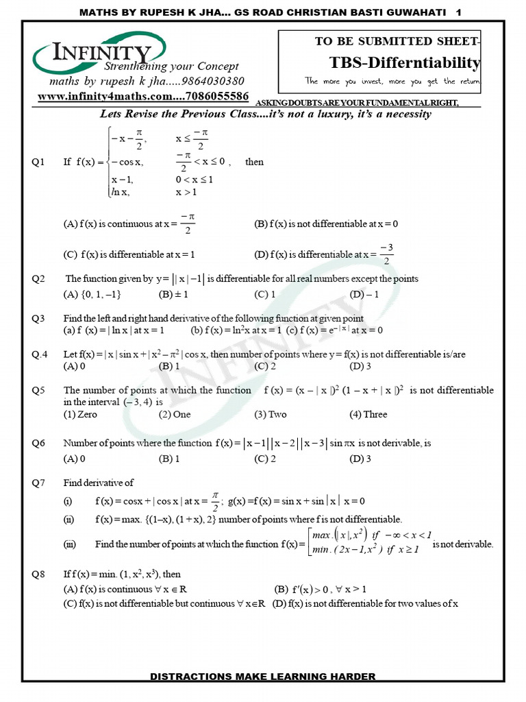TBS Differentiability | PDF | Function (Mathematics) | Elementary Mathematics