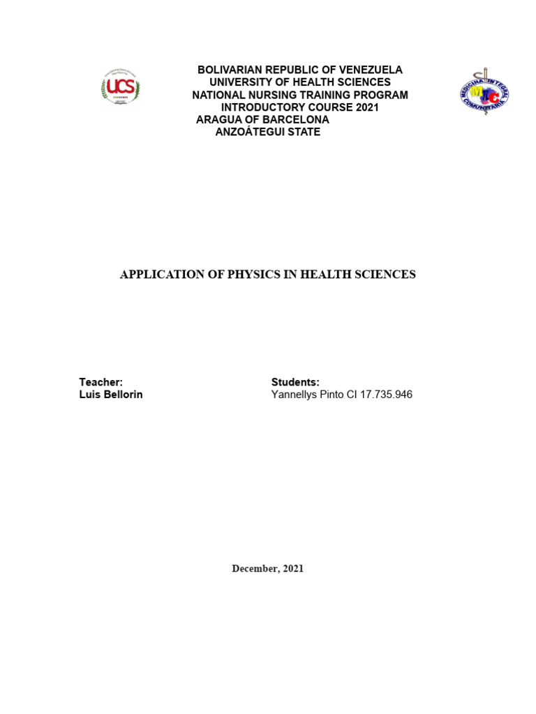 Application of Physics in Health Sciences | Download Free PDF | Medical ...