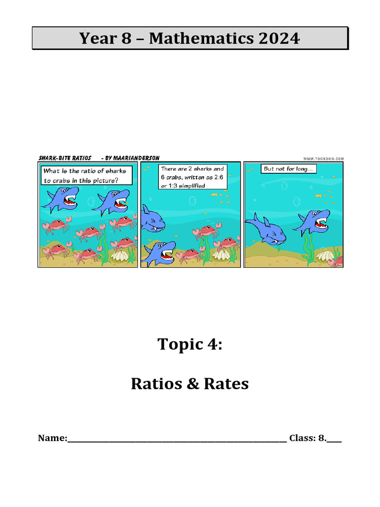2024 Year 8 Booklet Topic 4 - Ratios and Rates | Download Free PDF ...
