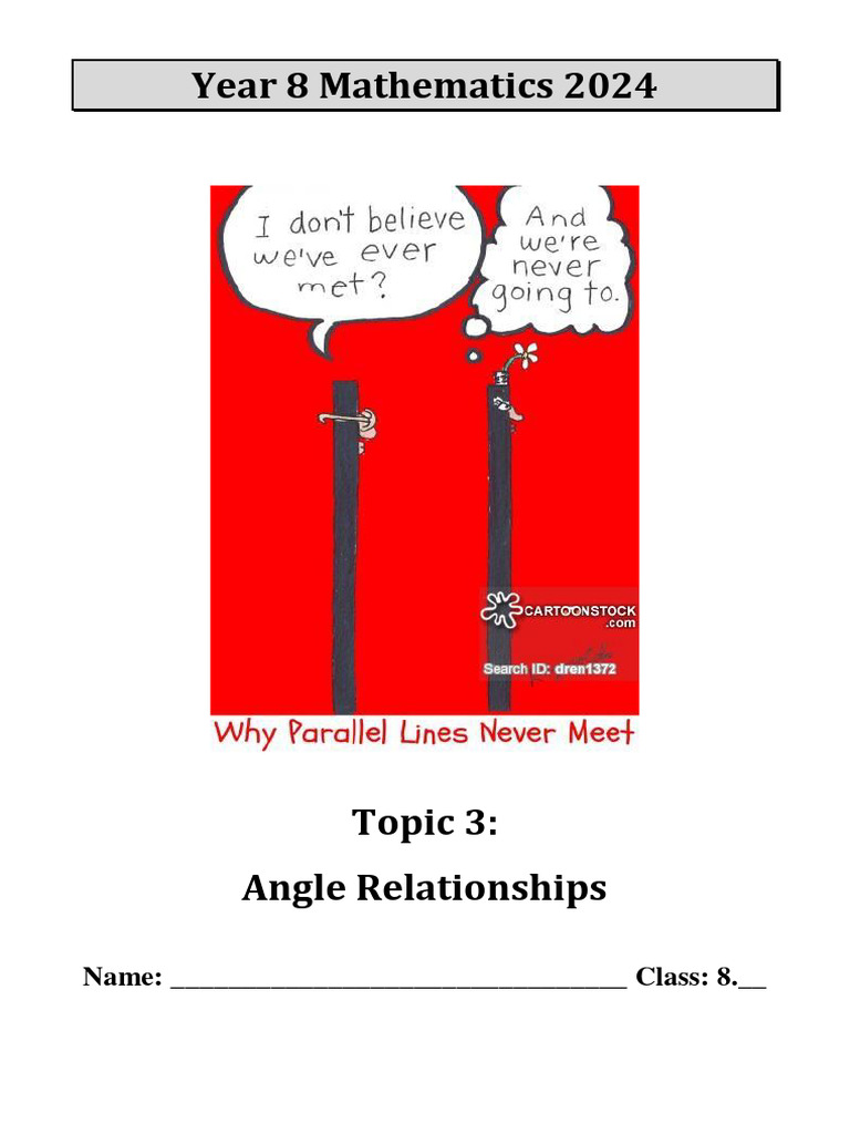 2024 Year 8 Booklet Topic 3 - Angle Relationships | PDF | Angle | Euclid