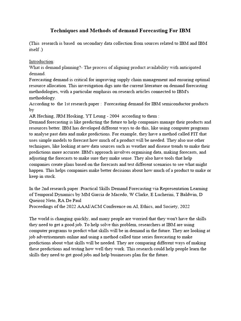 Managerial Economics - Techniques and Methods of Demand Forecasting For IBM | PDF | Forecasting ...