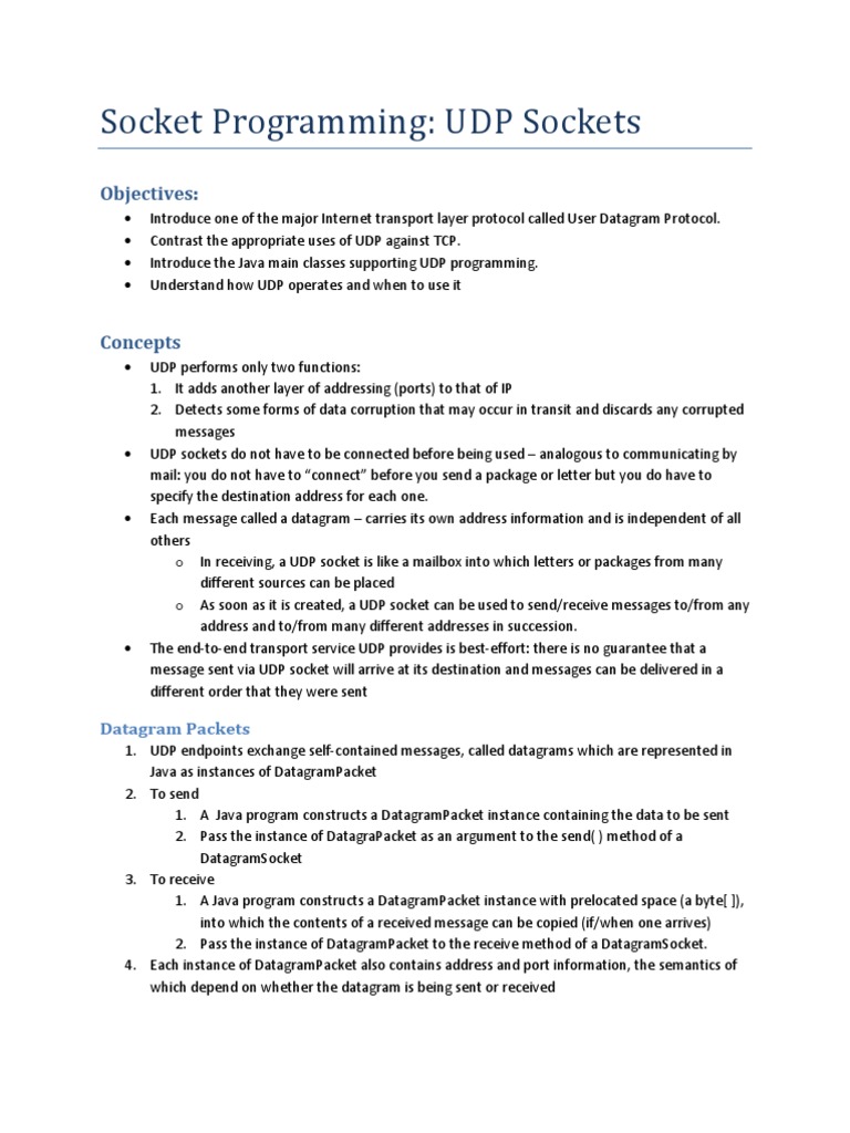Socket Programming Udp Pdf Network Socket Port Computer Networking