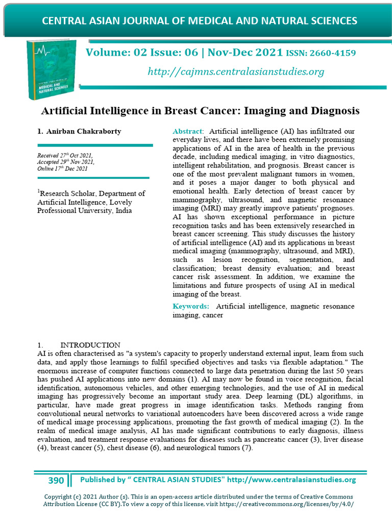 Artificial Intelligence in Breast Cancer | PDF | Mammography | Breast Cancer