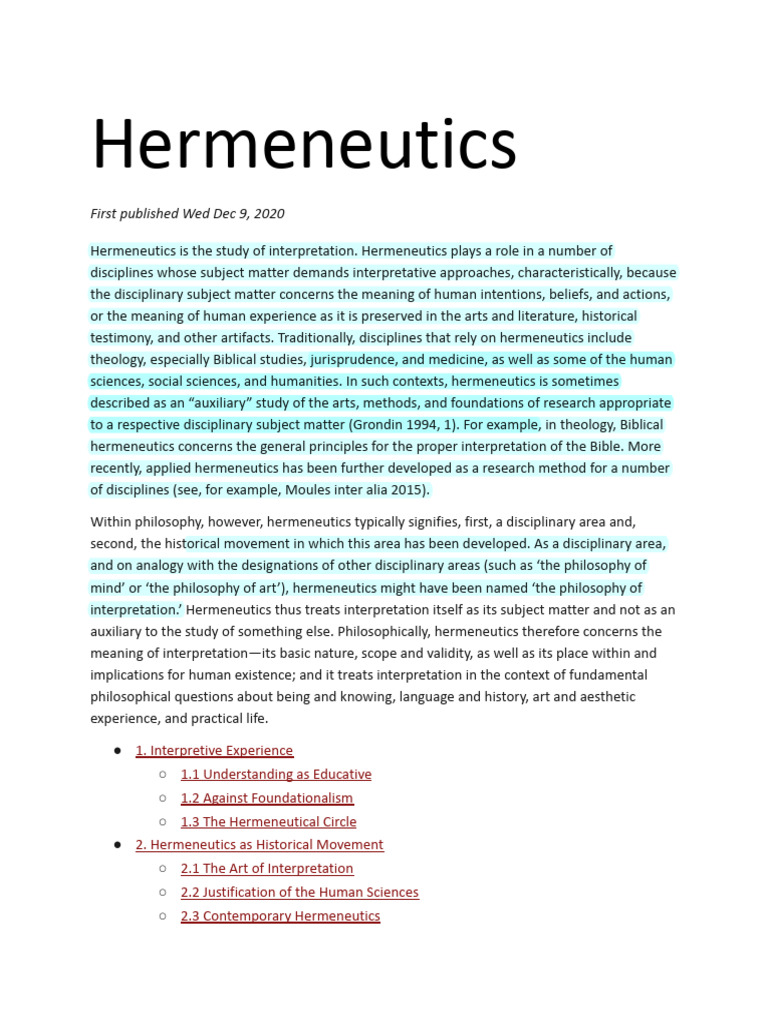 Hermeneutics | PDF | Hermeneutics | Phenomenology (Philosophy)