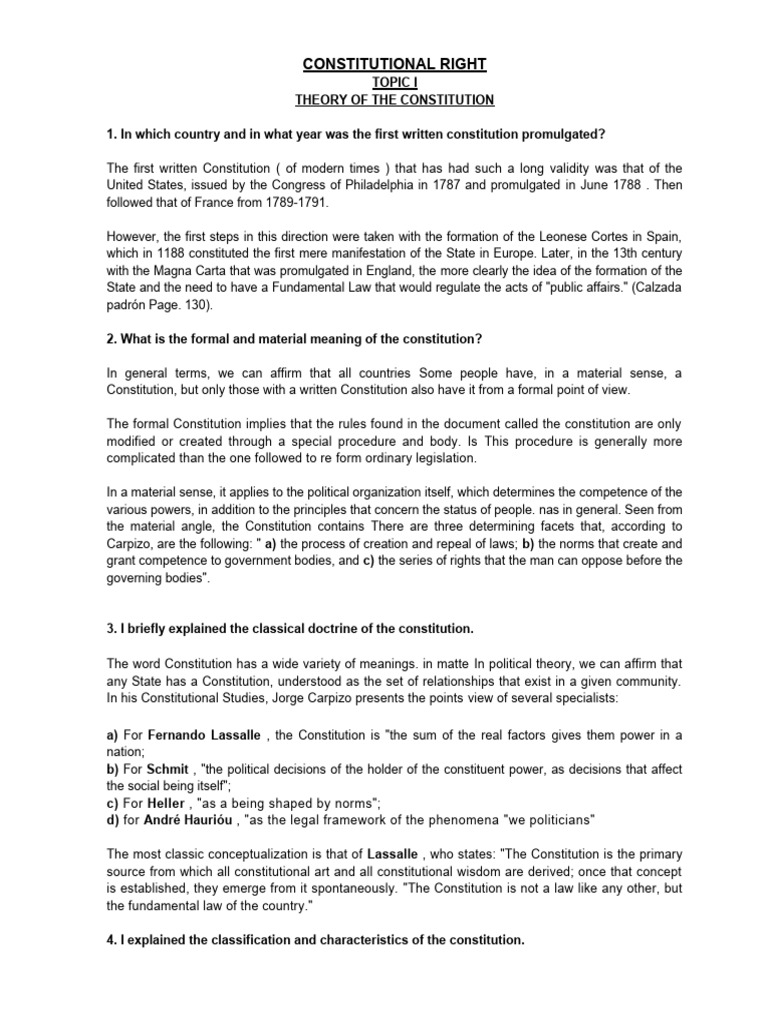 Constitutional Law Self-Assessment - Cesar Medina | PDF | Constitution ...