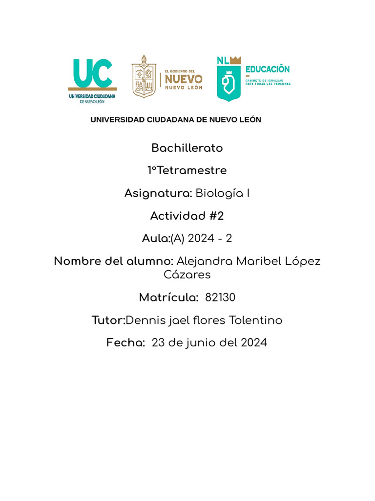 BIOLOIA Act2 | PDF | Biología Celular) | Eucariotas