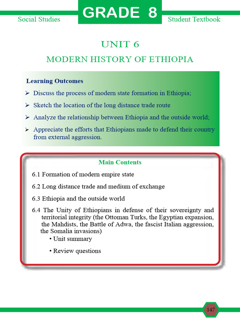 Social Studies Textbook Grade 8 Unit 6-7 | PDF | Ethiopia