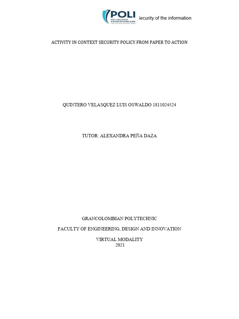 Information Security Delivery - Scenario 7 | PDF | Information Security ...