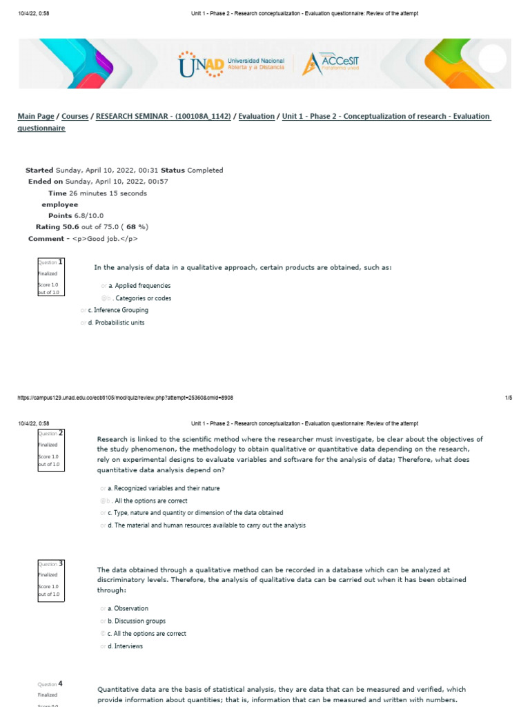 Unit 1 - Phase 2 - Conceptualization of The Research - Evaluation ...