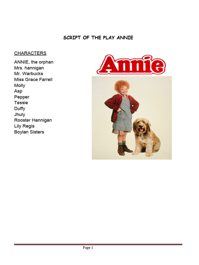 Play Annie The Musical | Download Free PDF | Annie (Musical)
