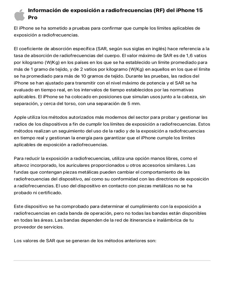 RFExposure - Iphone 15 Pro | PDF