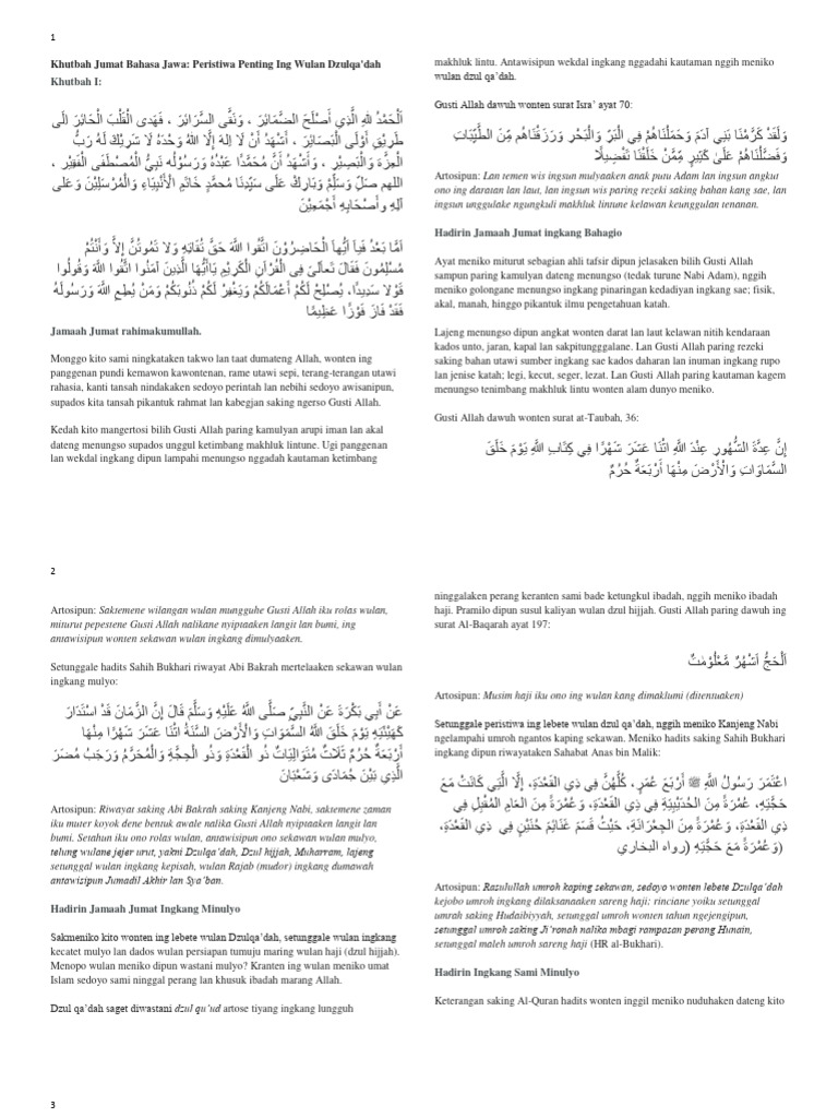 Khutbah Jumat: Keutamaan Dzulqa'dah | PDF