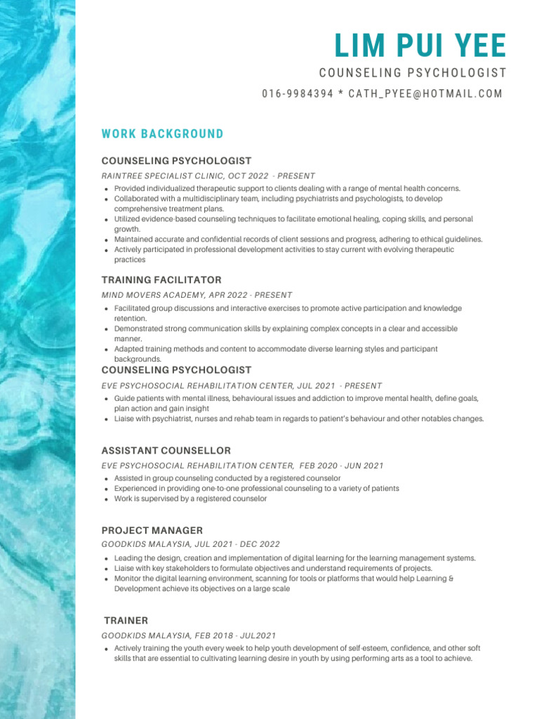 White With Painting Photo Creative Resume | PDF | Psychotherapy ...