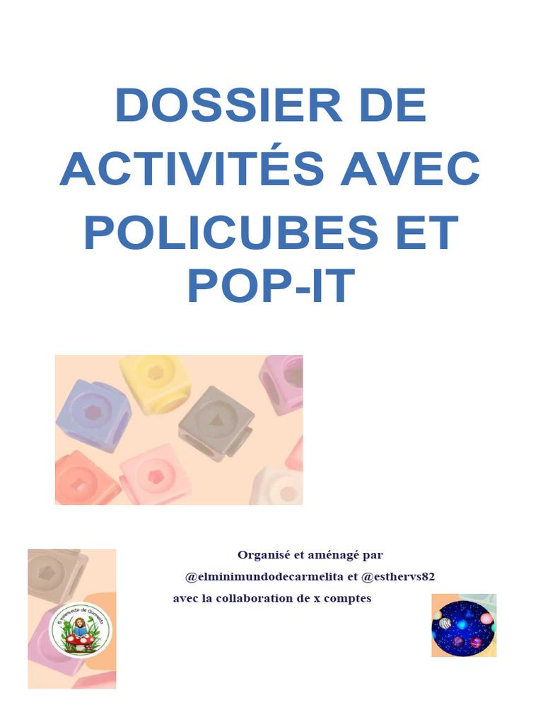 Activités éducatives avec Polycubes et Pop-It | PDF | Couleur | Papier