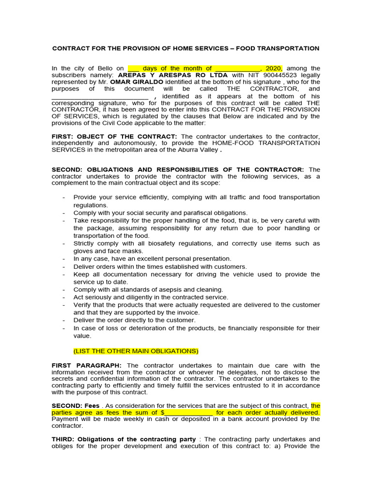 Courier Service Provision Contract | PDF | Employment | Information