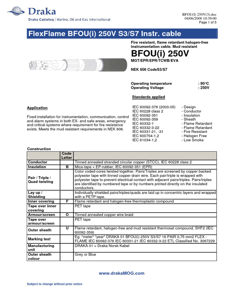 BFOU (I) 250V | PDF | Wire | Electrical Components
