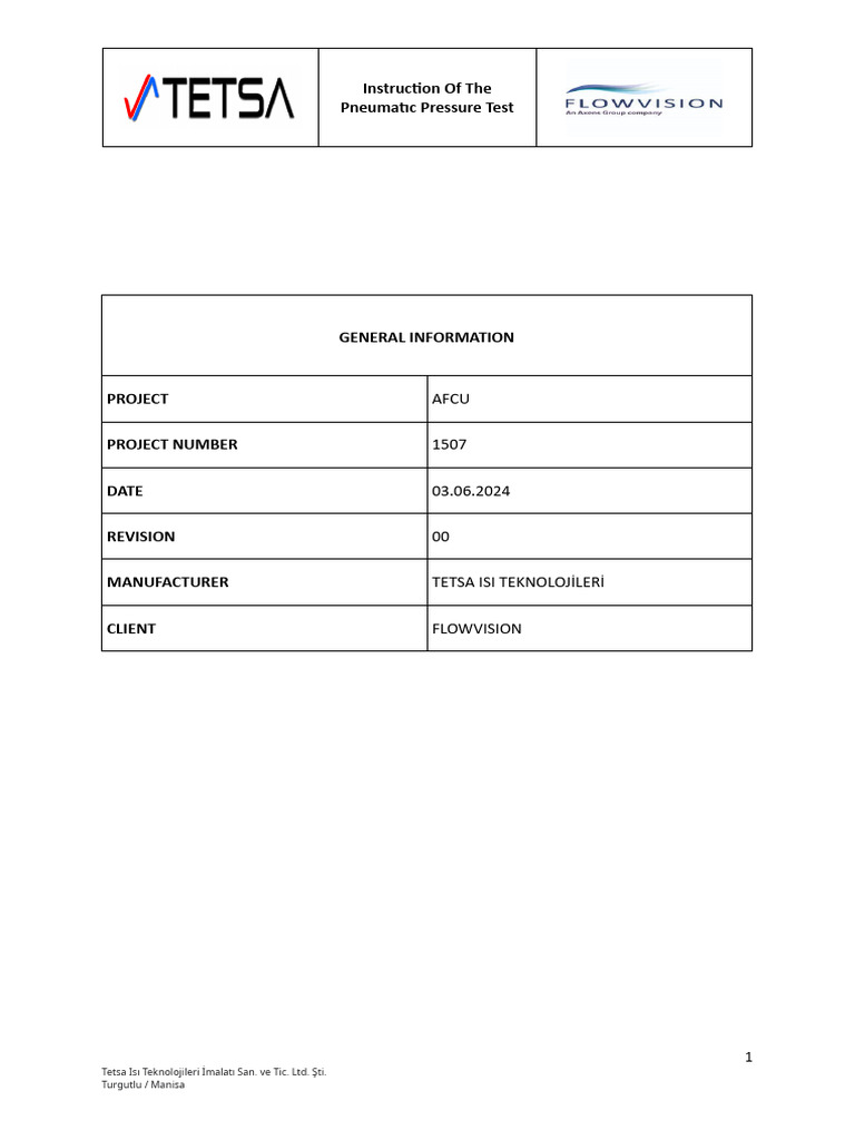 Pneumatıc Test Procedure | PDF | Pipe (Fluid Conveyance) | Pressure