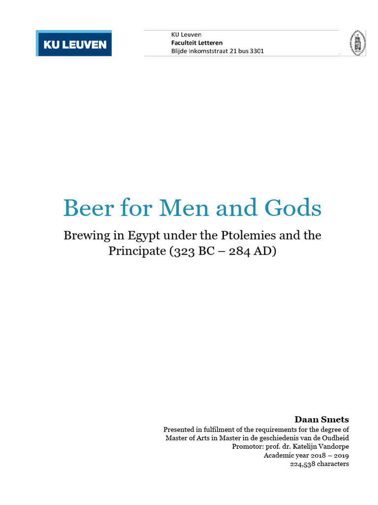 Beer For Men and Gods Brewing in Egypt U | PDF | Brewing | Beer