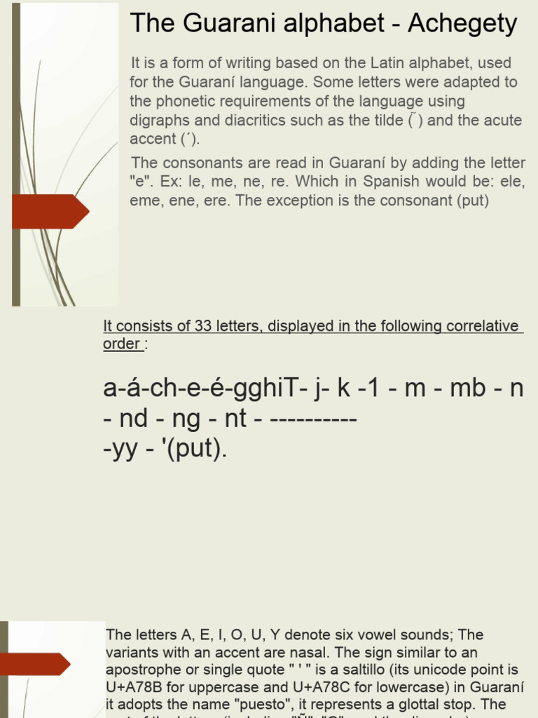 Guaraní Alphabet - Grammatical Nomenclature | PDF | Consonant | Vowel
