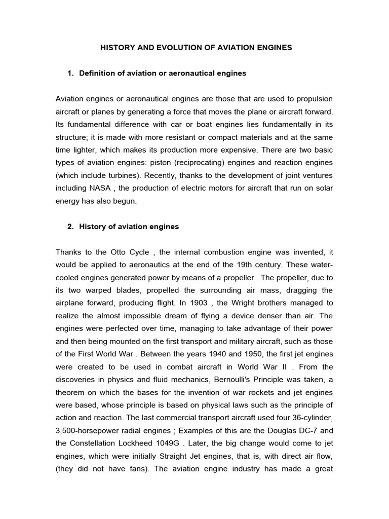 History and Evolution of Aviation Engines | PDF | Jet Engine | Engines