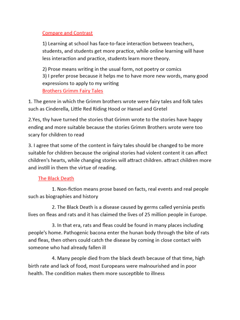 Compare and Contrast | PDF | Brothers Grimm | Fairy Tales