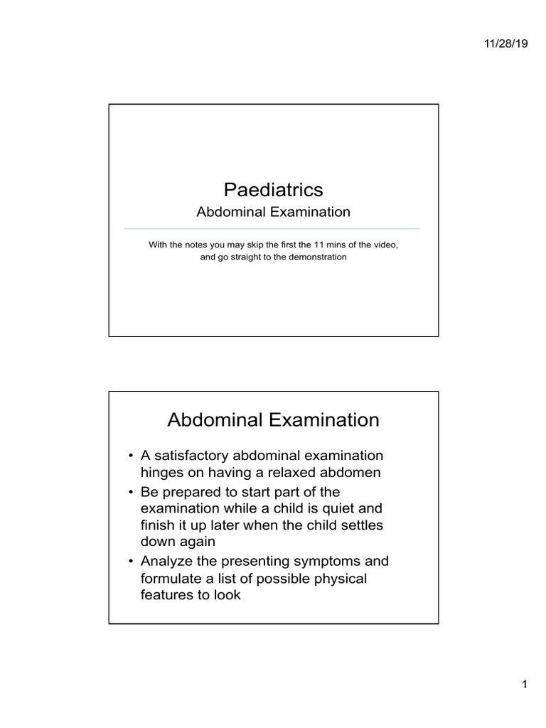 Paediatrics - Abdominal Examination | PDF | Abdomen | Clinical Medicine