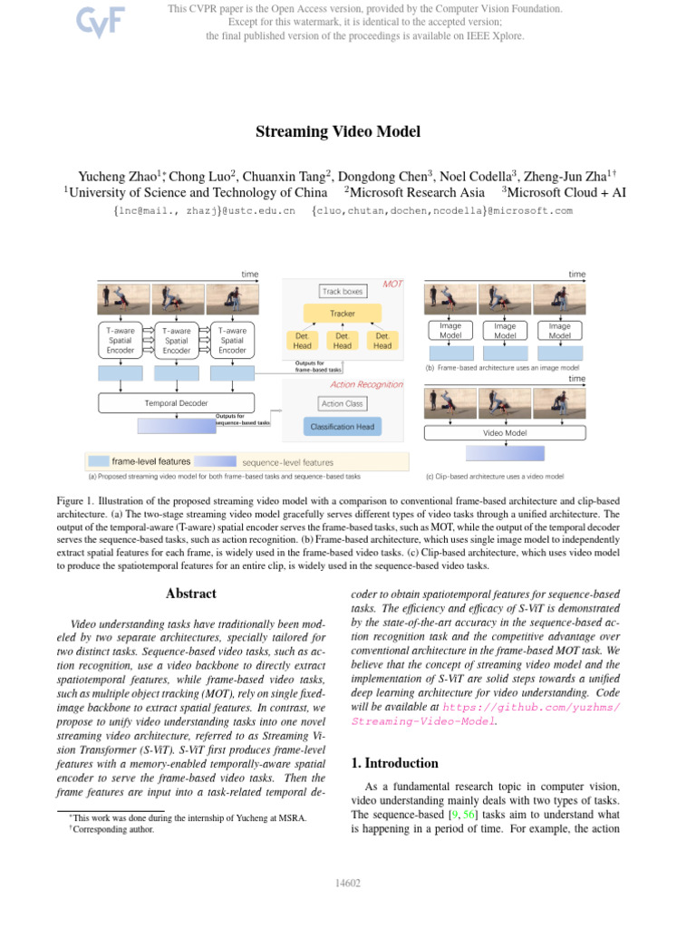 Zhao Streaming Video Model CVPR 2023 Paper | PDF | Computer Vision | Artificial Intelligence