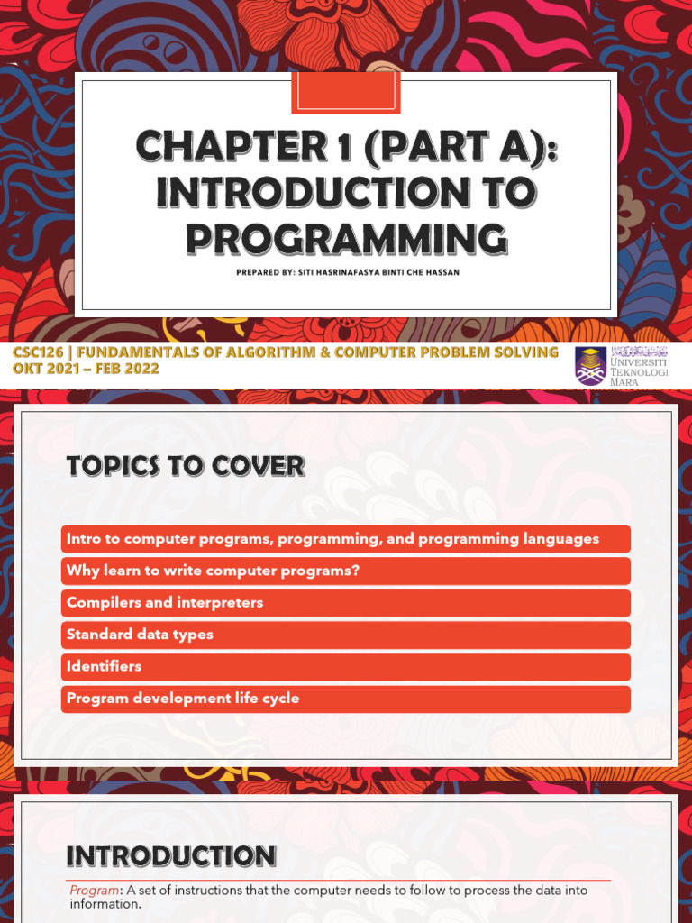 Chapter 1 (A) | PDF | Computer Programming | Computer Program