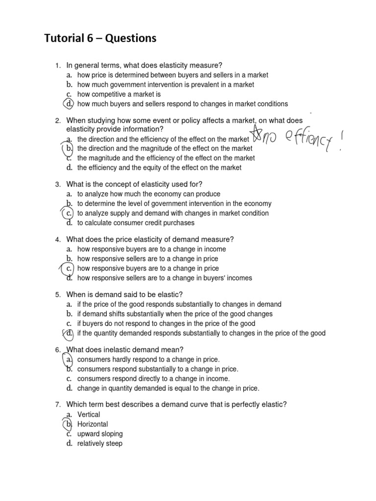 Tutorial 6 Questions | PDF | Elasticity (Economics) | Demand