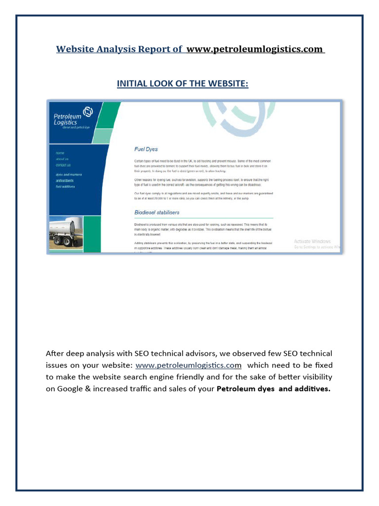 Petroleum Logistics Website Analysis | PDF | Search Engine Optimization ...