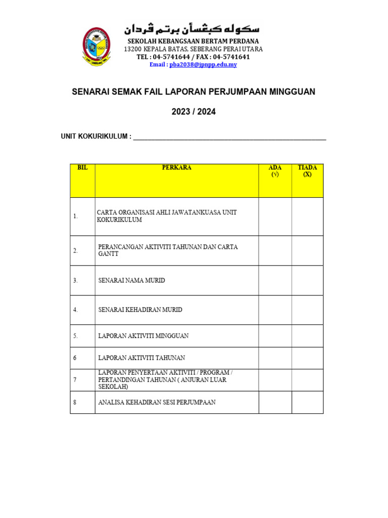 Senarai Semak Fail Perjumpaan PDF | PDF