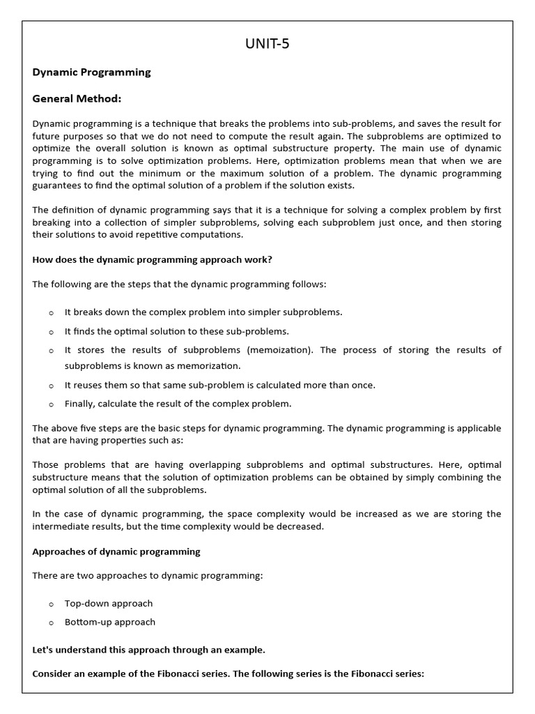 ADS & A Unit-5 Study Material | PDF | Dynamic Programming | Algorithms And Data Structures