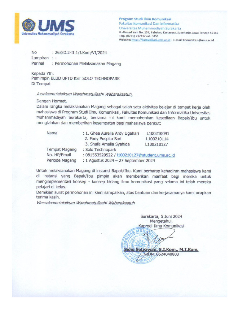 Permohonan Magang Pdf