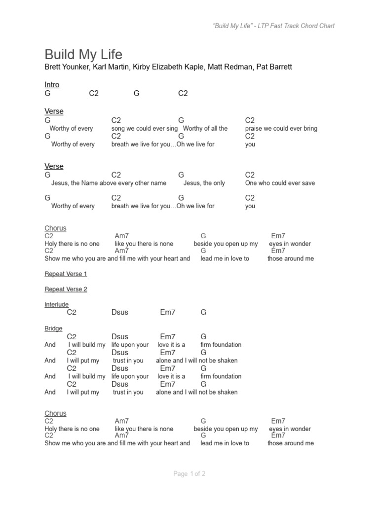 Build My Life Chord Chart Guide | PDF | Popular Music | Christian Music