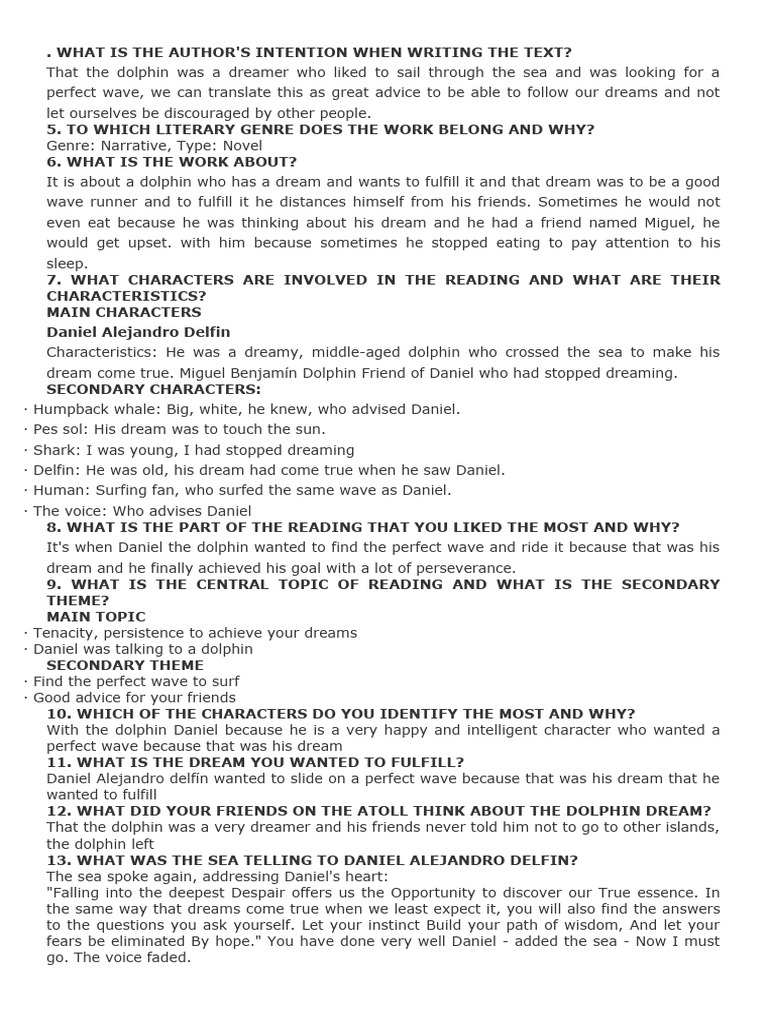 Daniel the Dreamer Dolphin's Journey | PDF | Dream | Whales