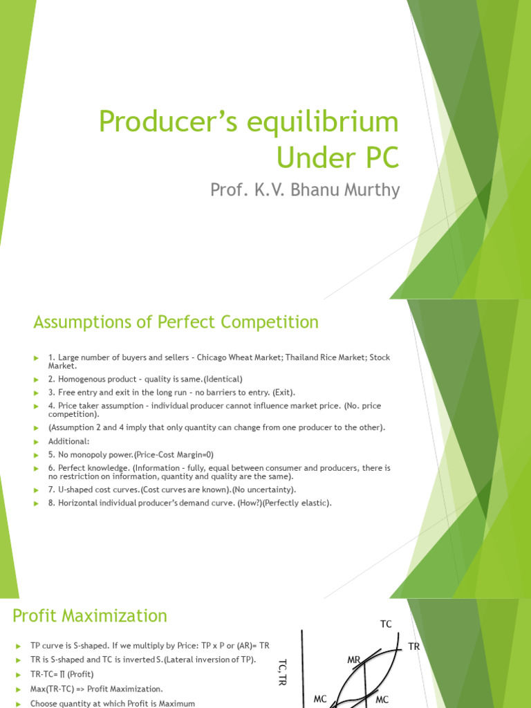 Producer's Equilibrium Under PC-Final | PDF | Profit (Economics ...
